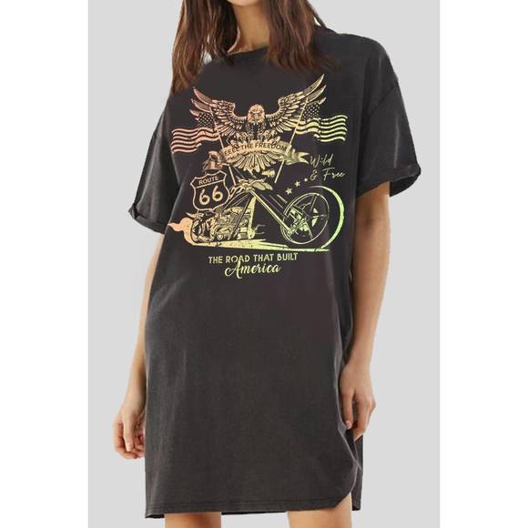 Hrt & Luv | Tops | New Hrt Luv Road That Built America Tee Dress In ...